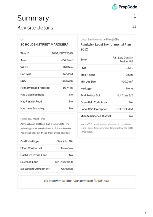 PropCode - CDC reports for residential projects