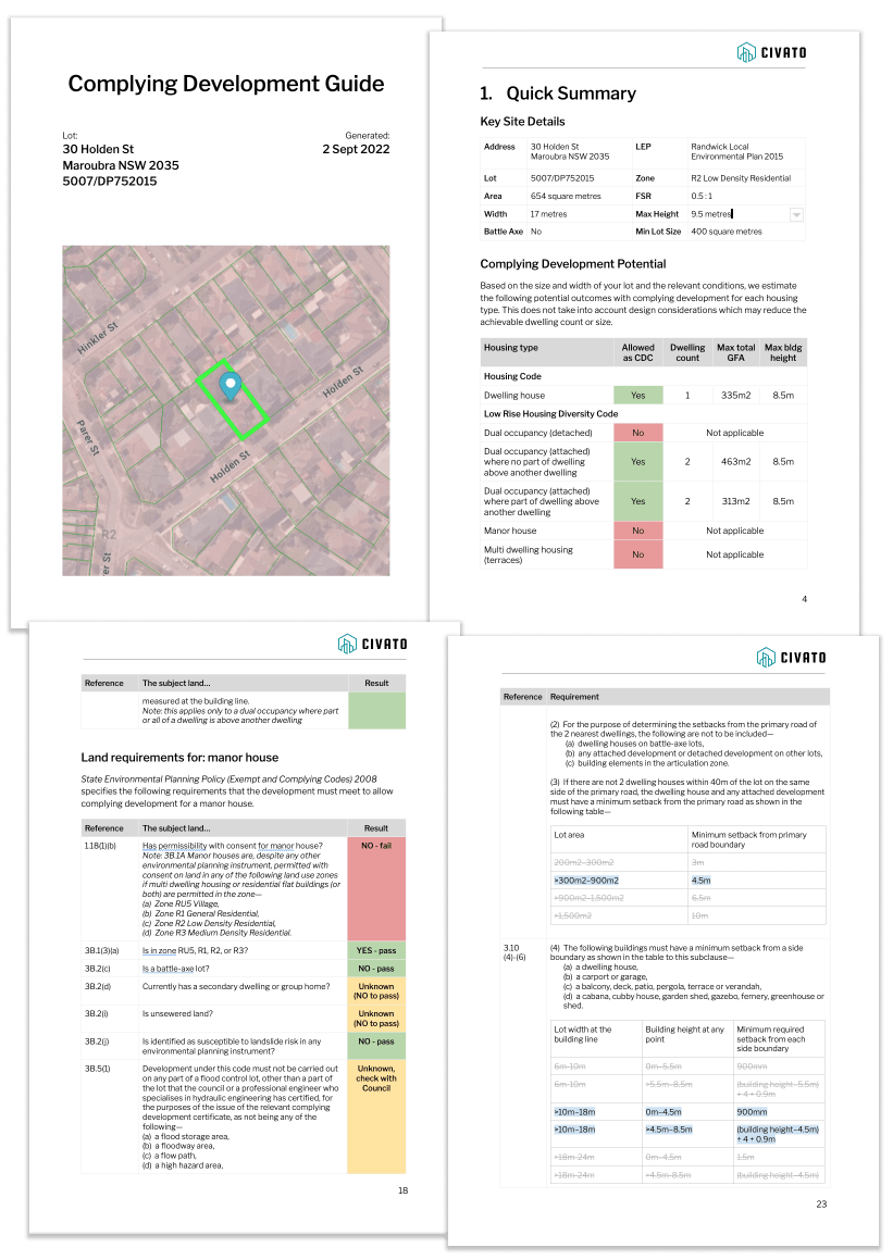 PropCode - CDC reports for residential projects